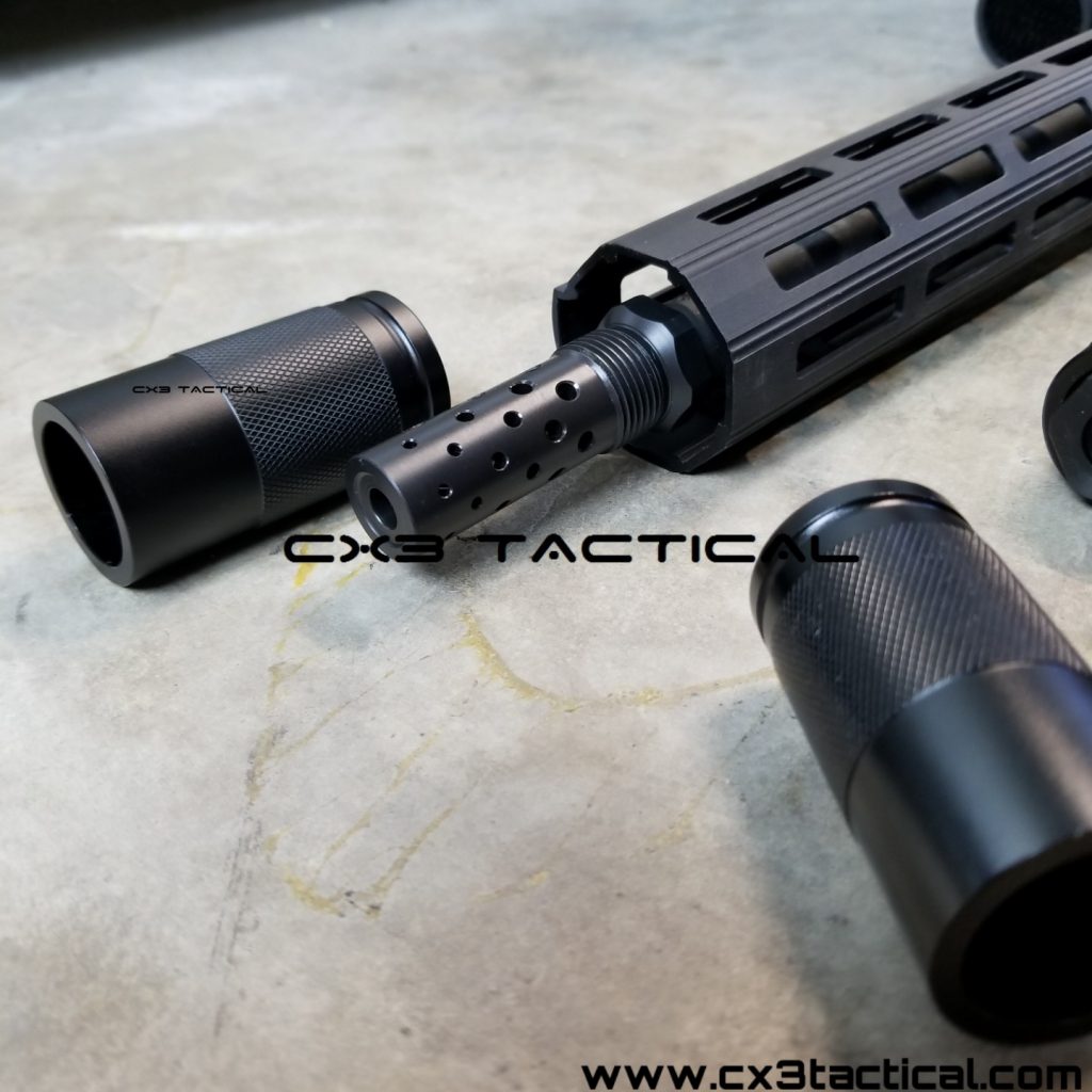 .223 5.56 Muzzle Brake Compensator 2 Piece Comp 1/2-28 13/16-16 Knurled ...