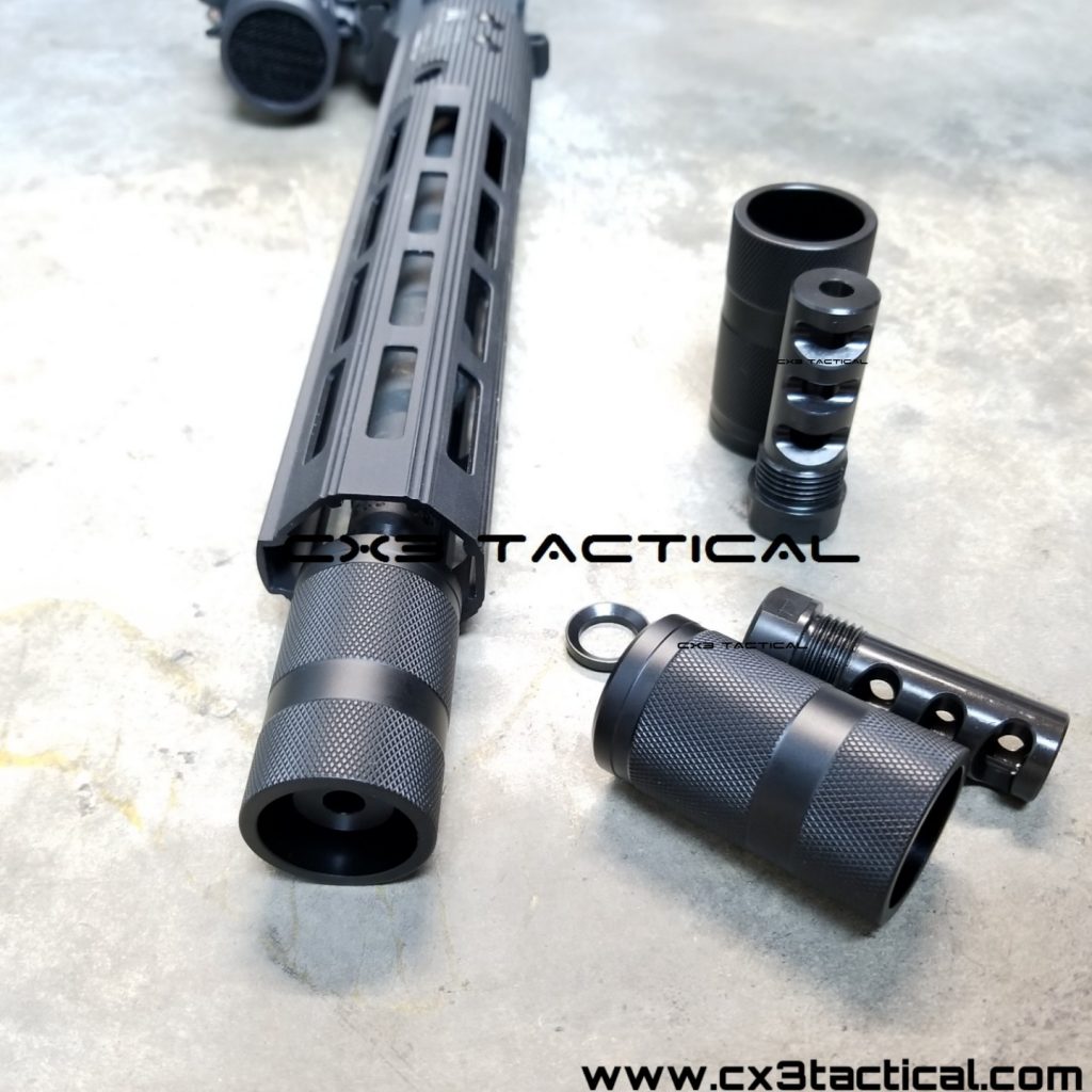 2 Piece Muzzle Brake Compensator .223 5.56 1/2-28 Comp 13/16-16 Knurled ...