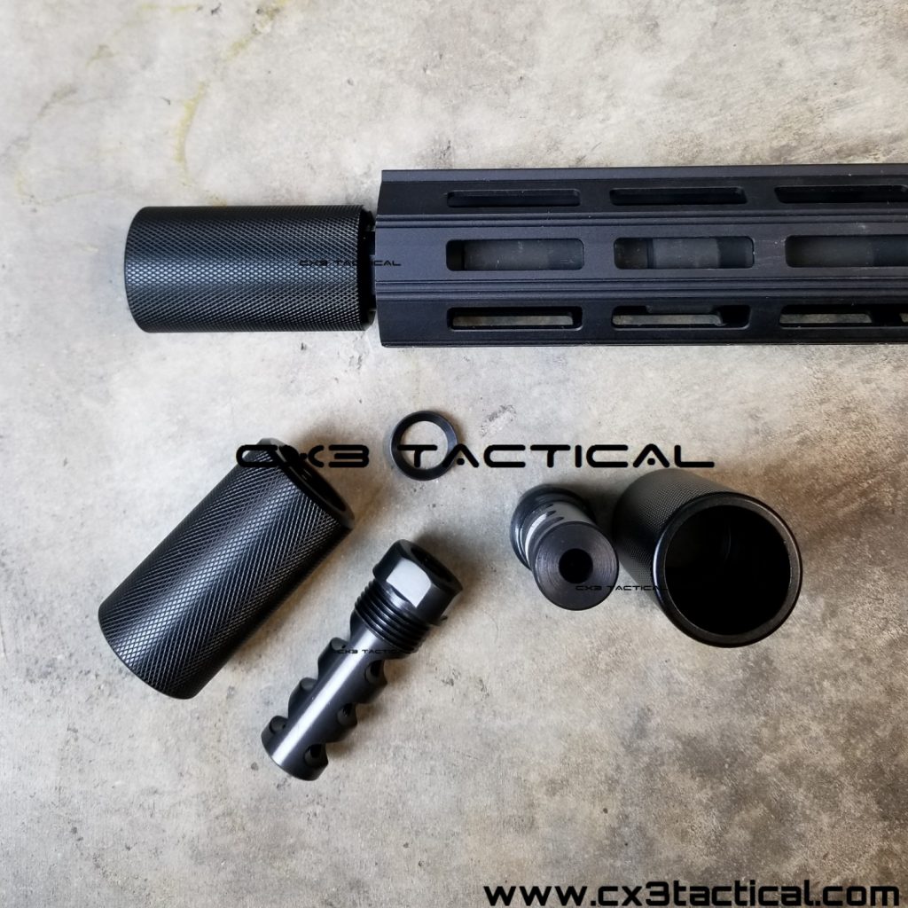 .223 5.56 2 Piece Muzzle Brake Compensator Comp 1/2-28 13/16-16 Knurled ...