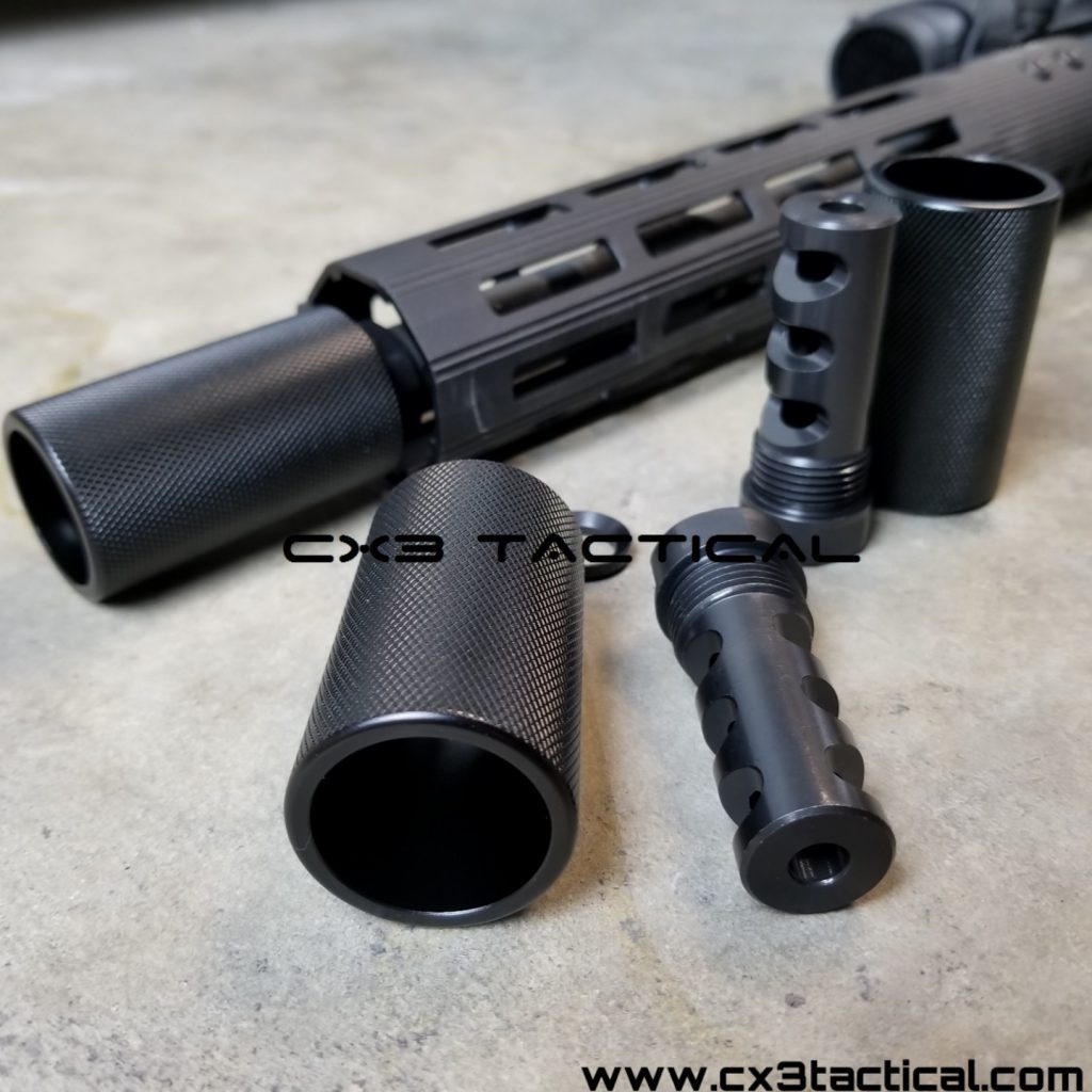 .223 5.56 2 Piece Muzzle Brake Compensator Comp 1/2-28 13/16-16 Knurled ...