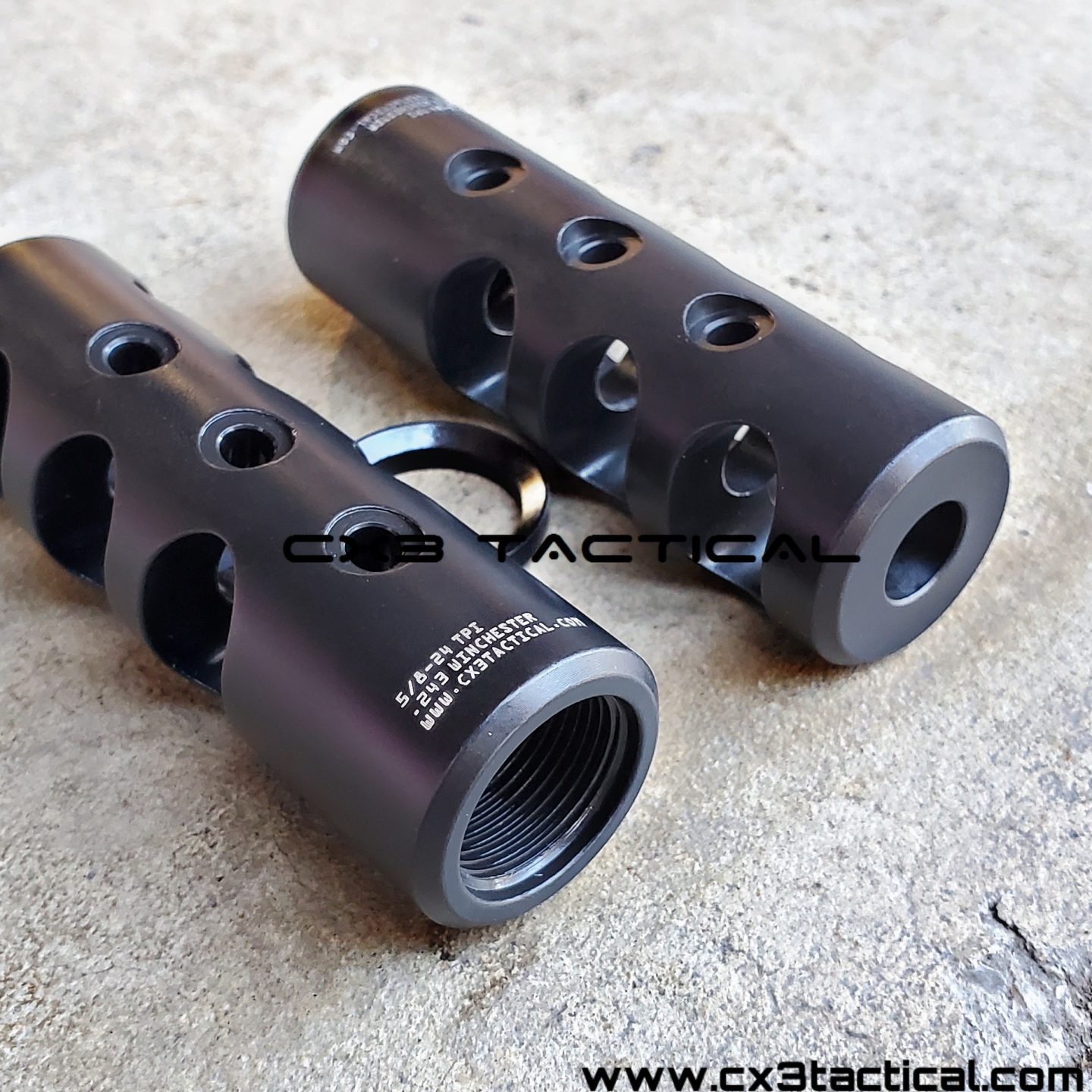 .243 Winchester Muzzle Brake Compensator 5/8-24 TPI - CX3TACTICAL™