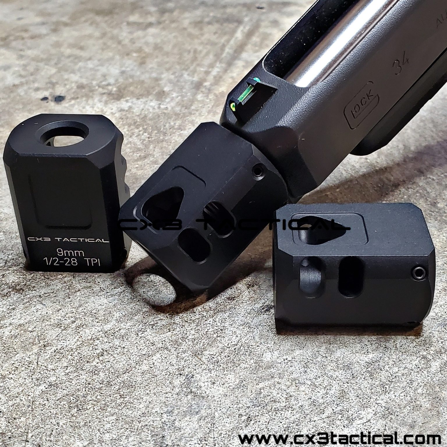 Glock 9mm Compensator Muzzle Brake 1/2-28 TPI For Glock Threaded Barrel ...